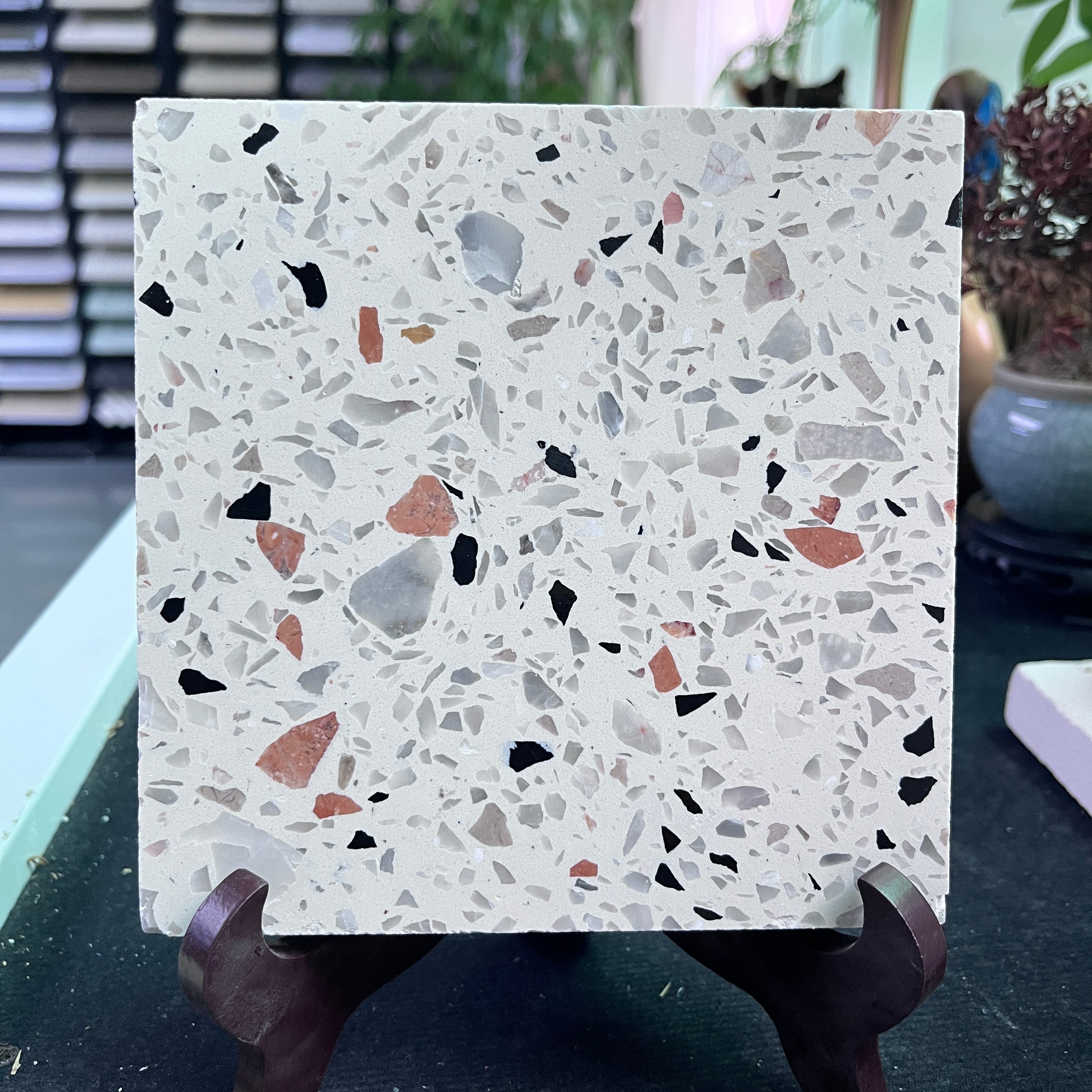 Natural-looking colored terrazzo slabs are suitable for modern space d ...
