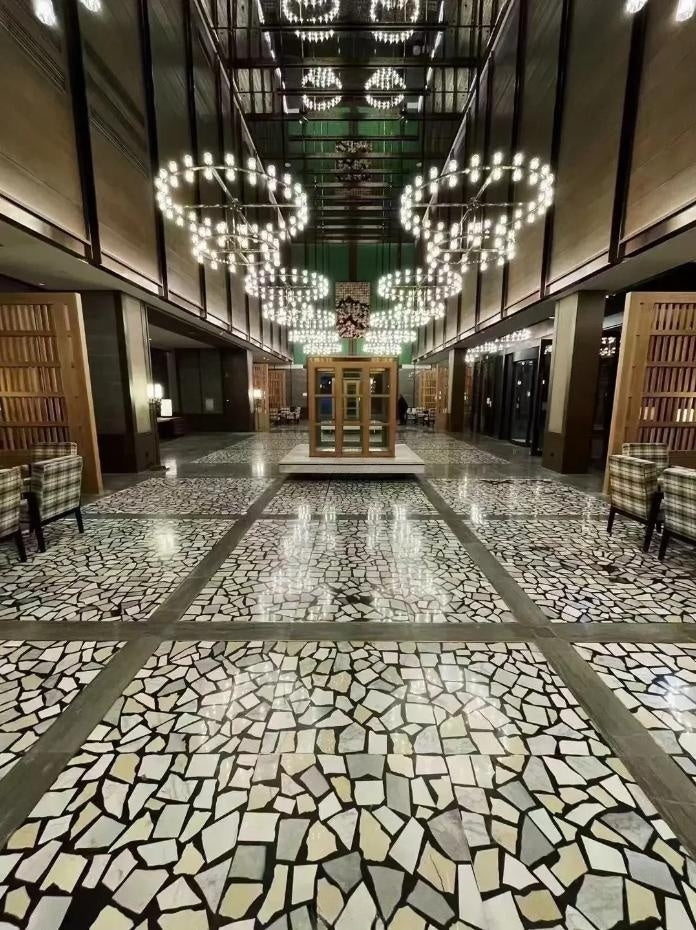 Handmade White Marble Aggregate Mosaic Panels | Gray Base with Unique ...