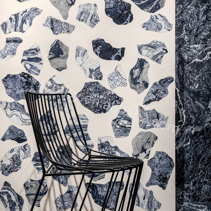 Handcrafted Blue White Irregular Marble Aggregate Mosaic Panels | White ...