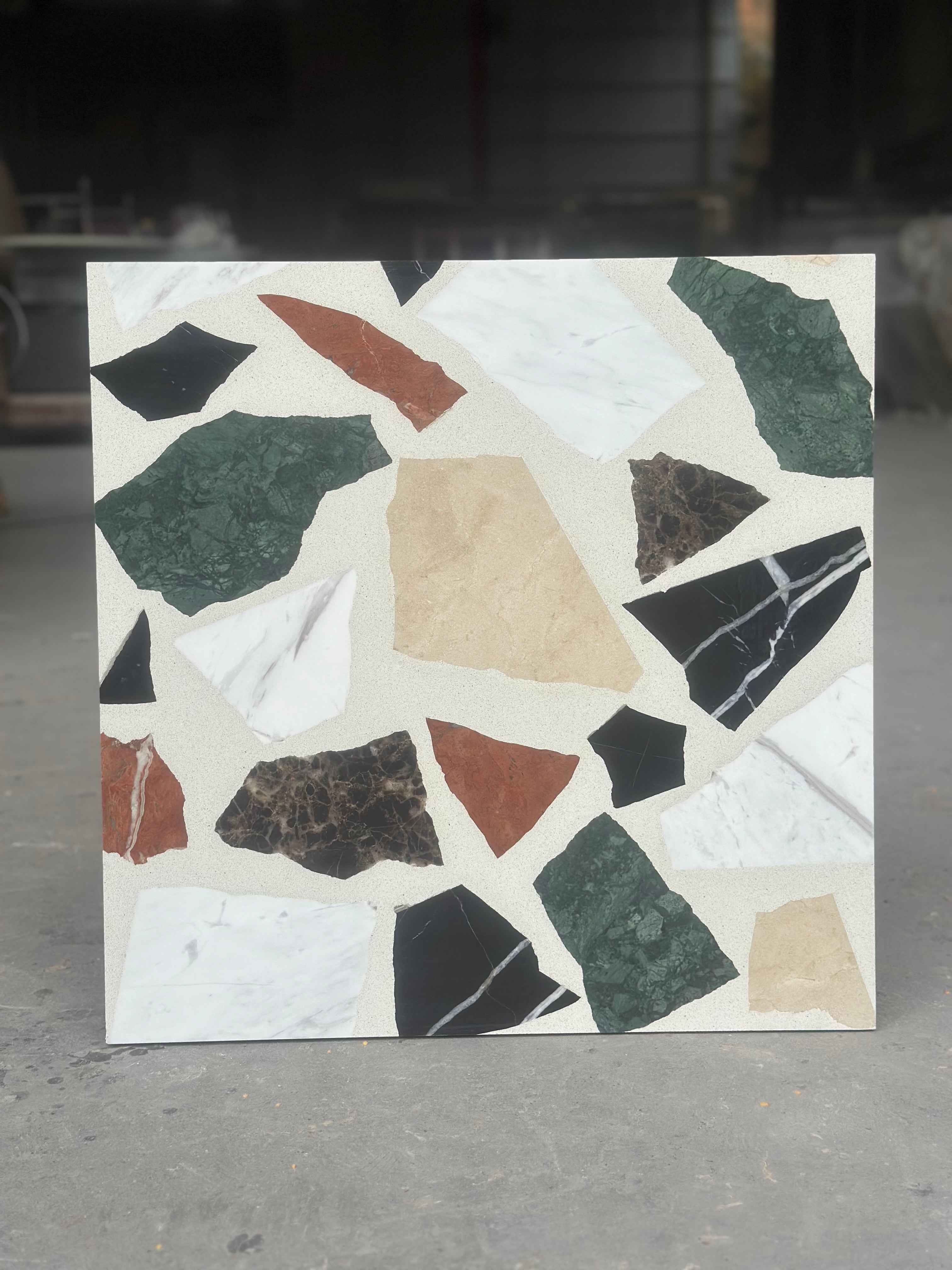 Textured grey stone terrazzo tiles for a stylish and modern interior f ...