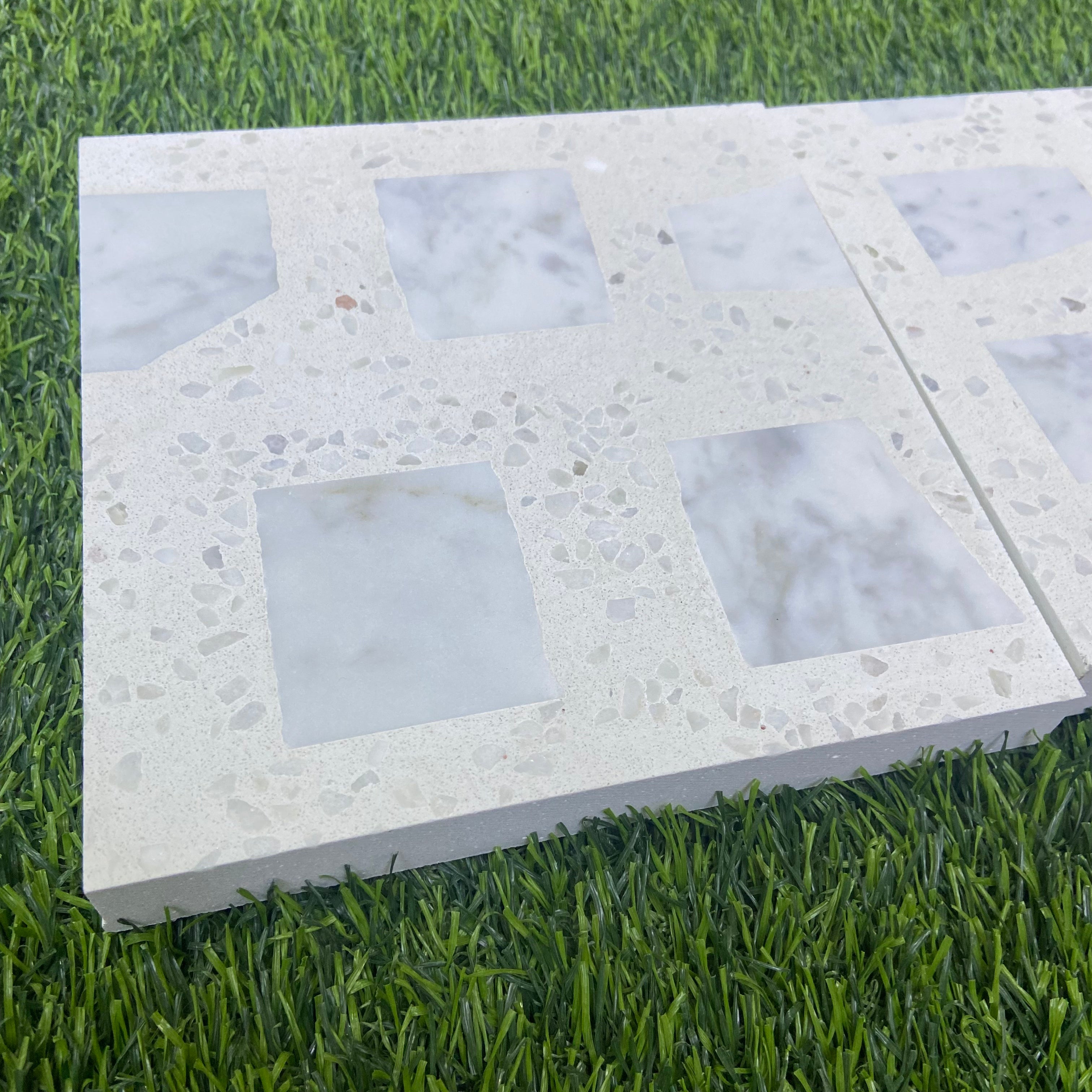 White Marble Aggregate Mosaic Panels | Warm White Base & Handcrafted ...